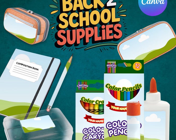 20+ Back to School Supply Templates & Supplies Mockups | Editable Canva ...