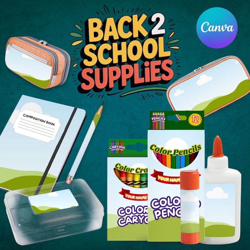 School Supply Mockup Template Bundle, Drag and Drop,notebook Pencil ...