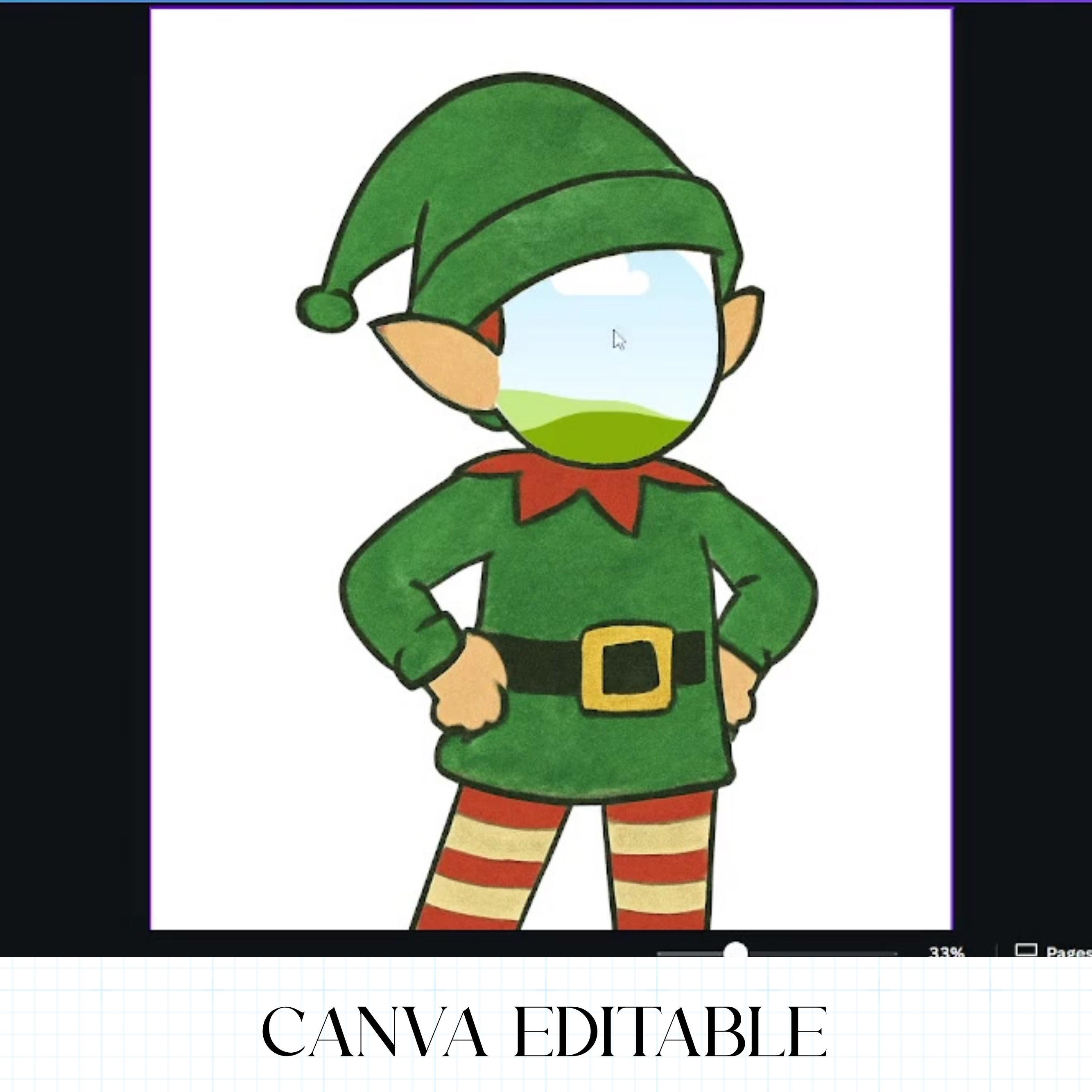 Christmas Elf Photo Frames, Add Your Own Face, 25+ Canva Holiday Elf ...