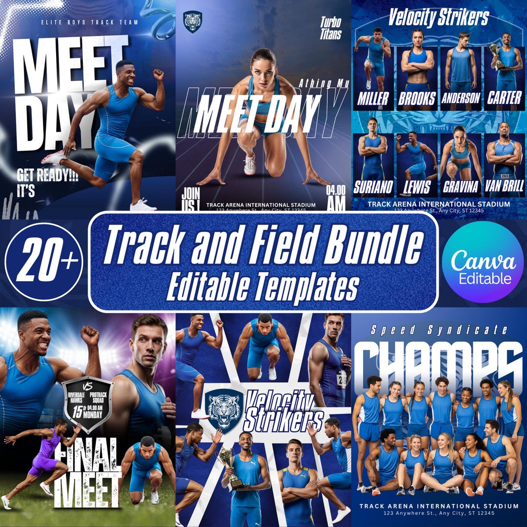 Track and Field Social Media Graphics, Sports Teams Editable Canva ...