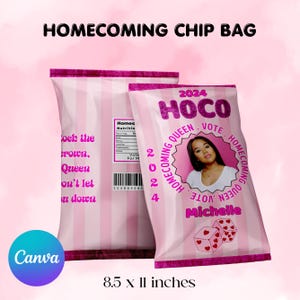 Homecoming Chip Bag Template, Homecoming Campaign, Vote for Queen, Chip ...