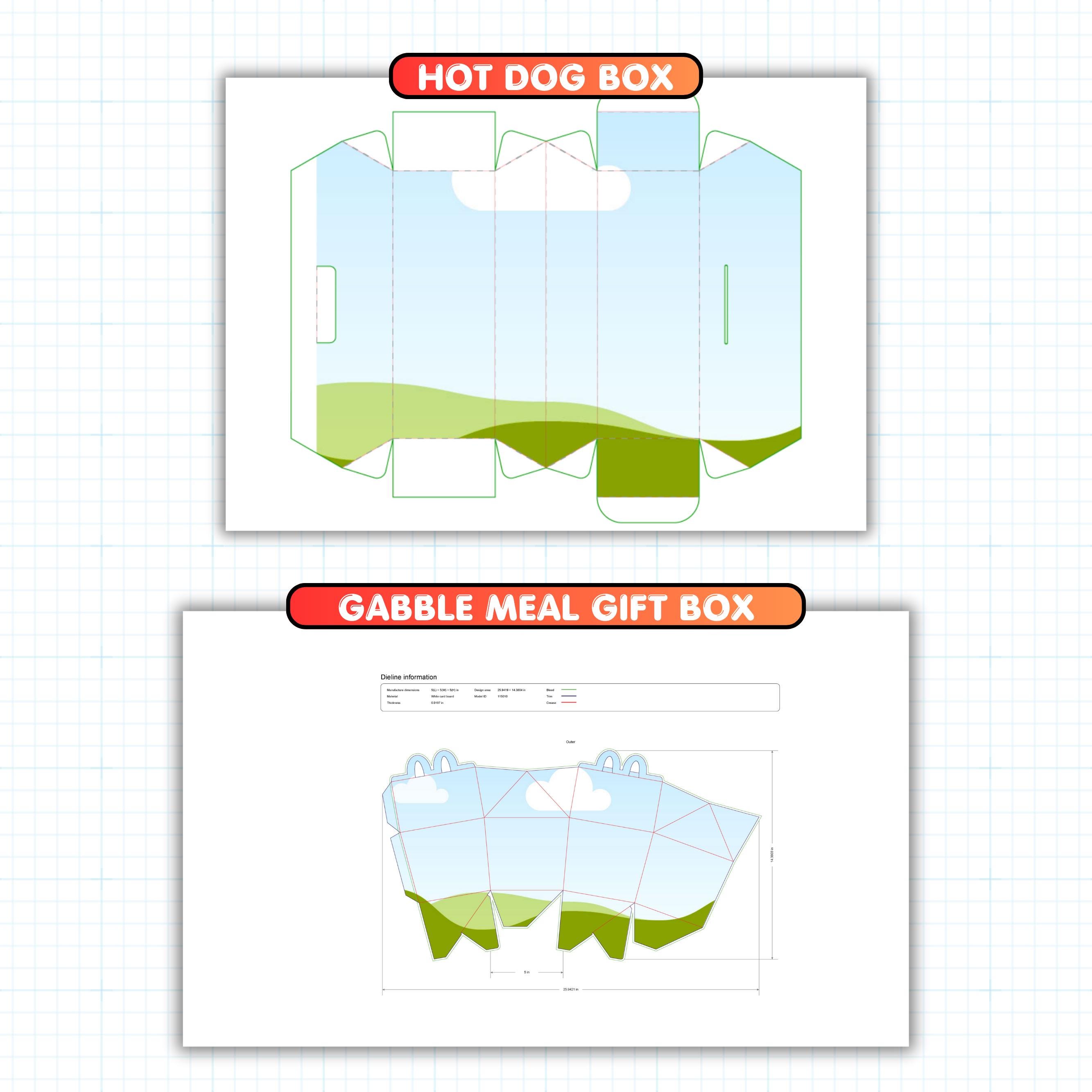 Food Box Templates Bundle, French Fries Box, Hot Dog Box, Food Tray ...