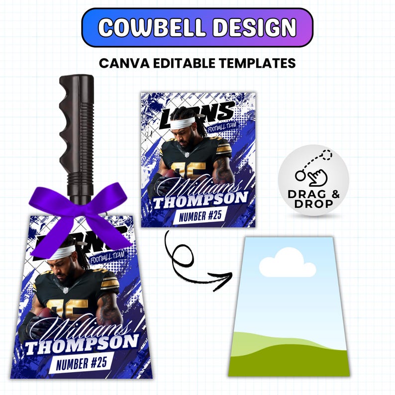 Cowbell Designs Bundle, Editable Sports Cowbell Templates,custom ...