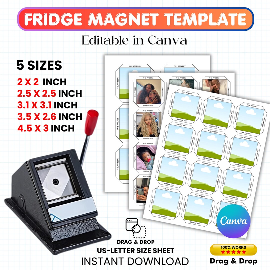 Square Fridge Magnet Template, 2x2 Fridge Magnet, 2.5x2.5 Fridge Magnet ...