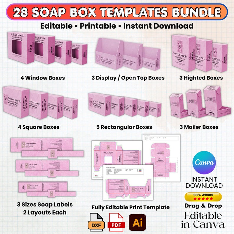 Soap Packaging Box Mockup, Canva Soap Box Mockup, Printable Soap ...