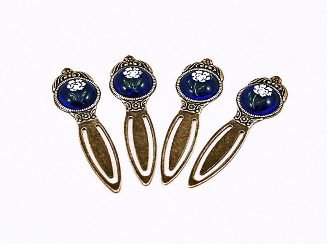 Blue Flower Bookmark, Vintage Inspired Book Clip, Blue Floral Bookclip ...