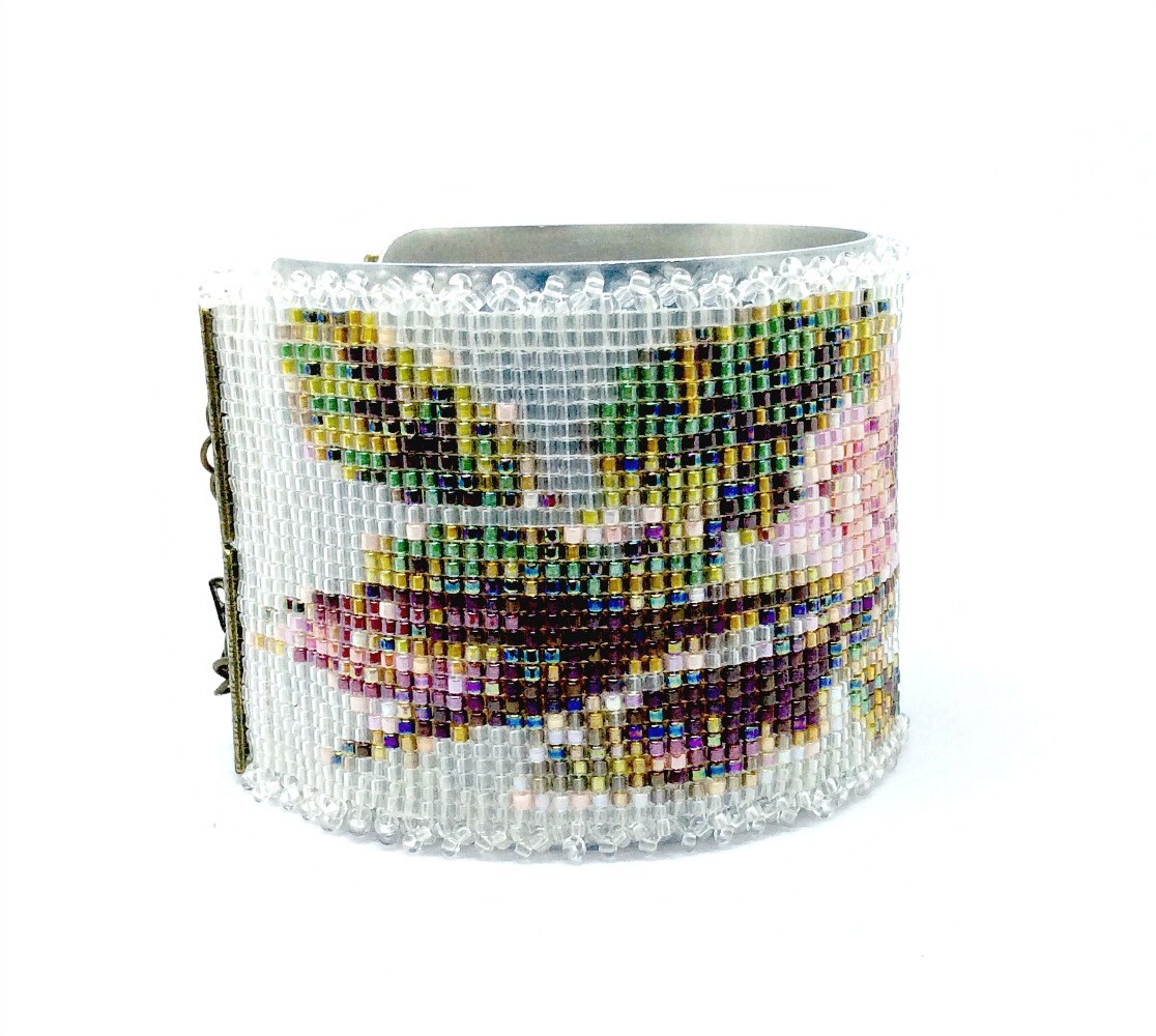 Handbeaded Rose Cuff Bracelet - Etsy