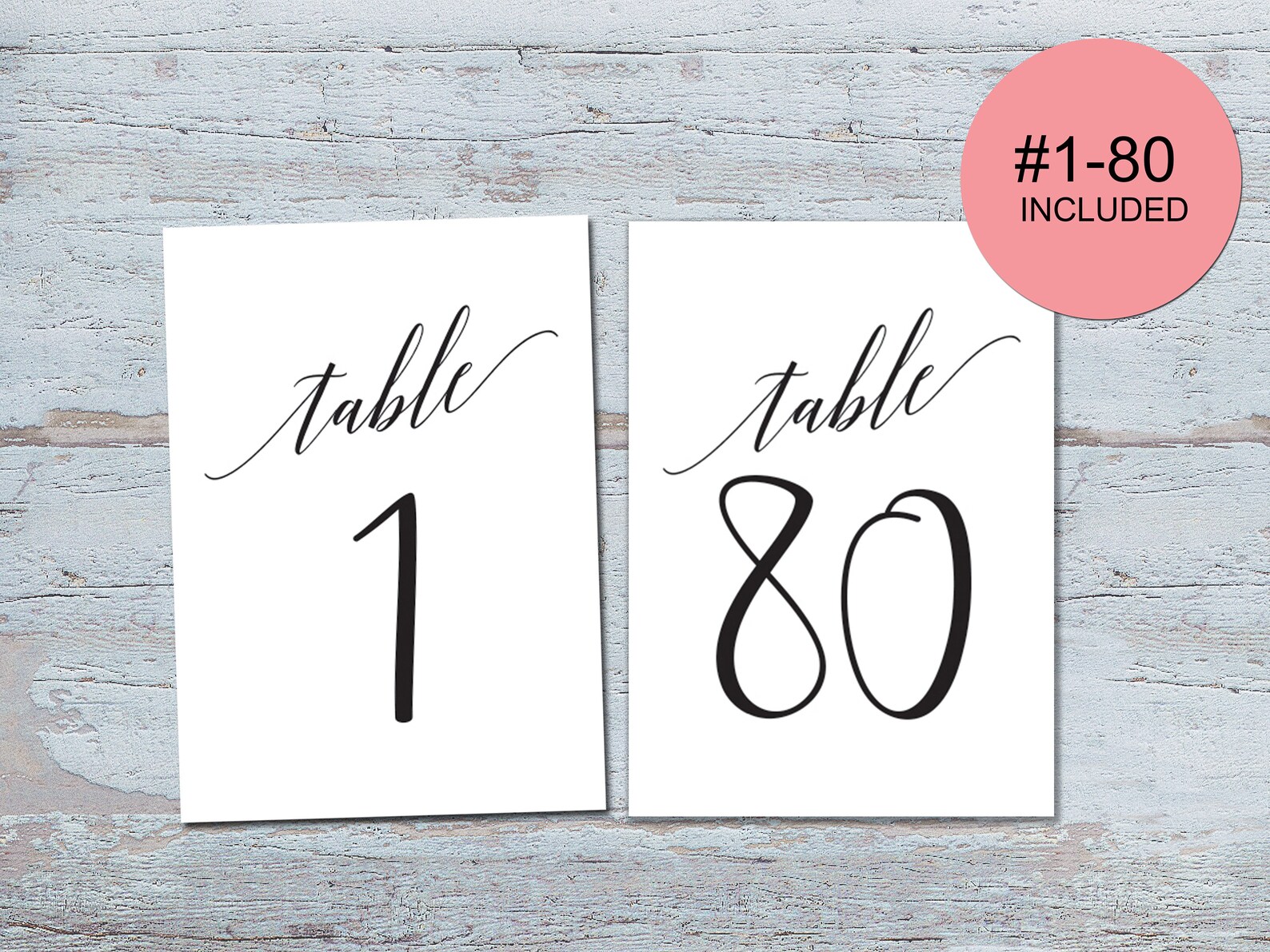 Wedding Table Numbers #1-80, Elegant Table Numbers, Script Table ...