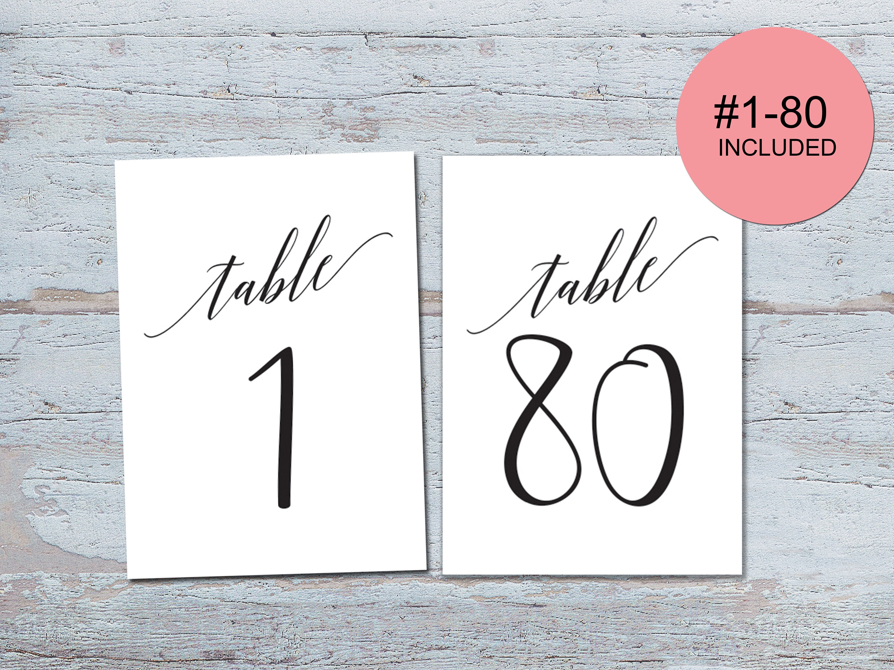 Wedding Table Numbers 1-80 Elegant Table Numbers Script | Etsy