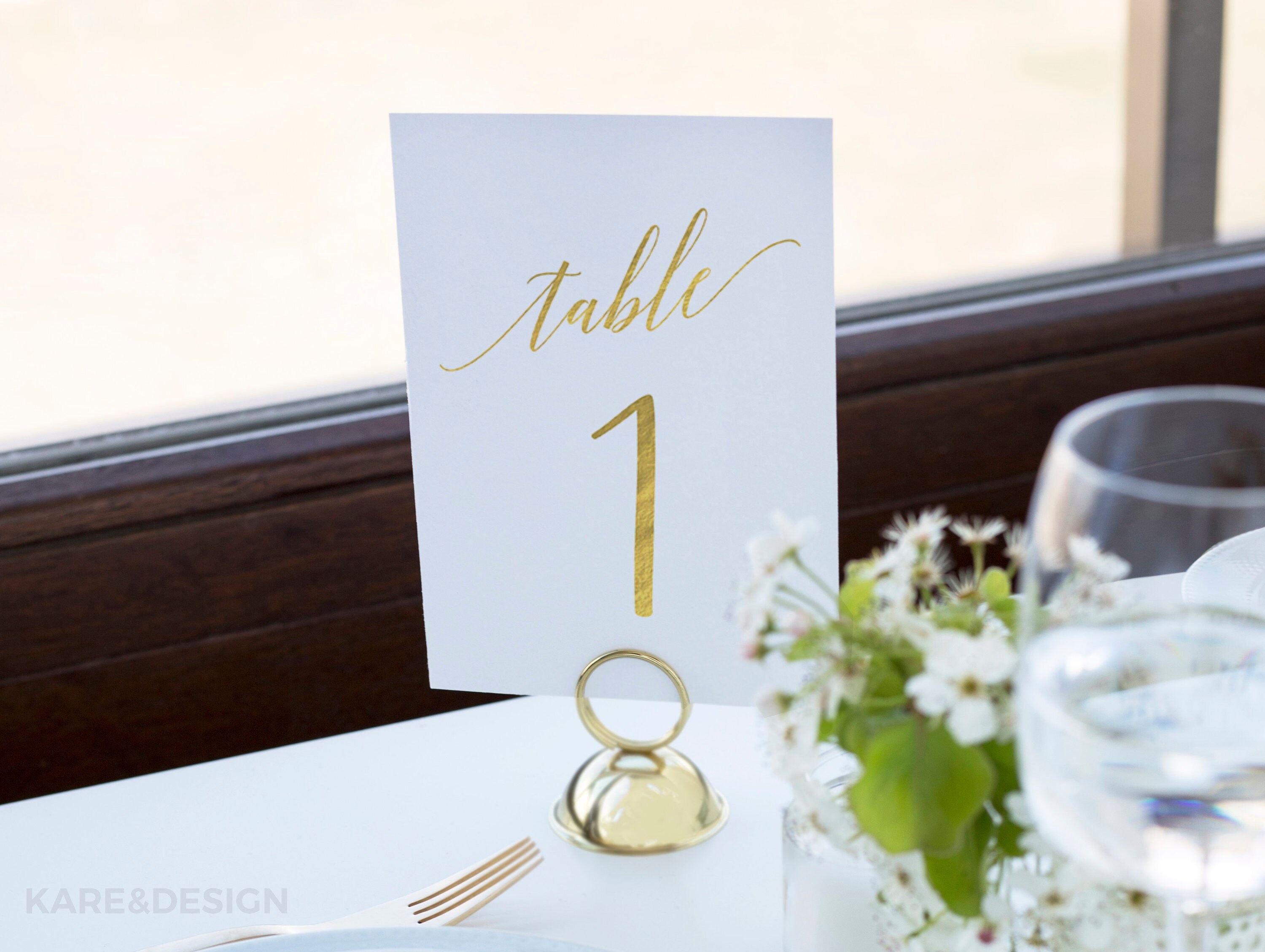 Wedding Table Numbers Gold Foil Table Numbers Script Table | Etsy