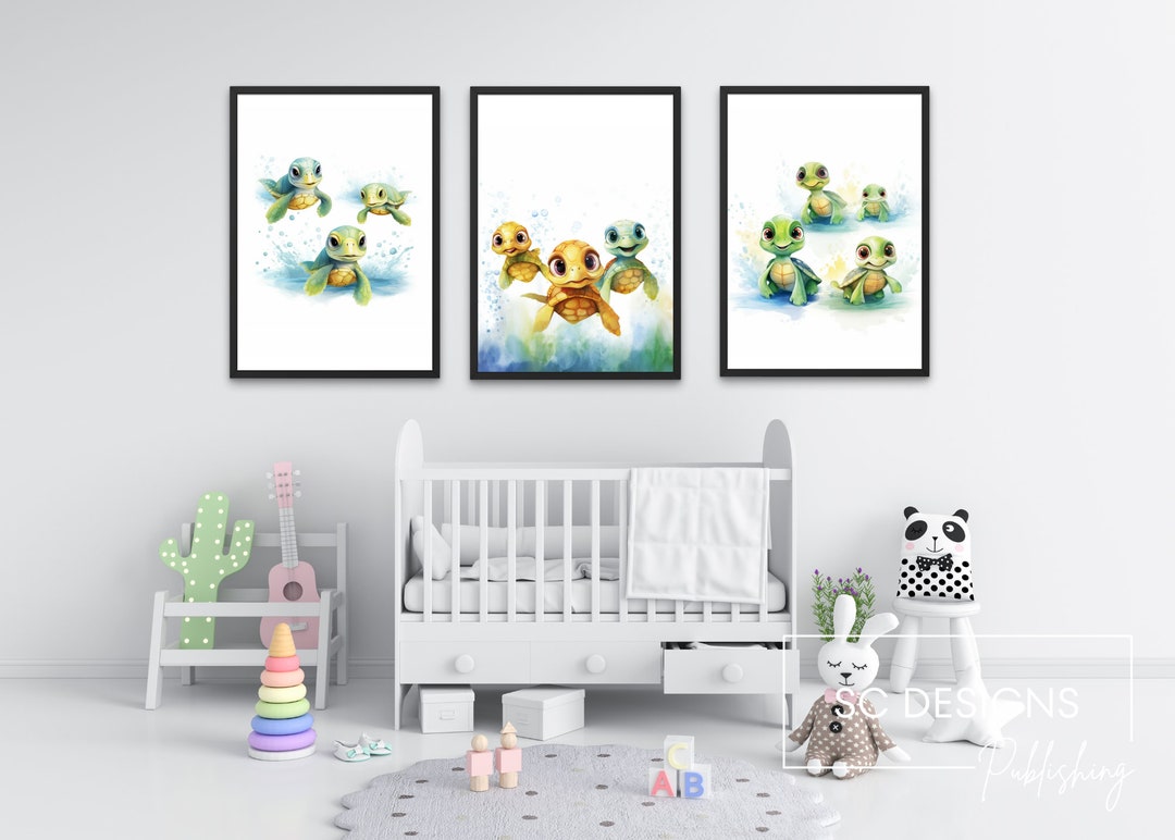 Baby Sea Turtles Nursery Decor, Turtle Prints, Nursery Wall Art ...