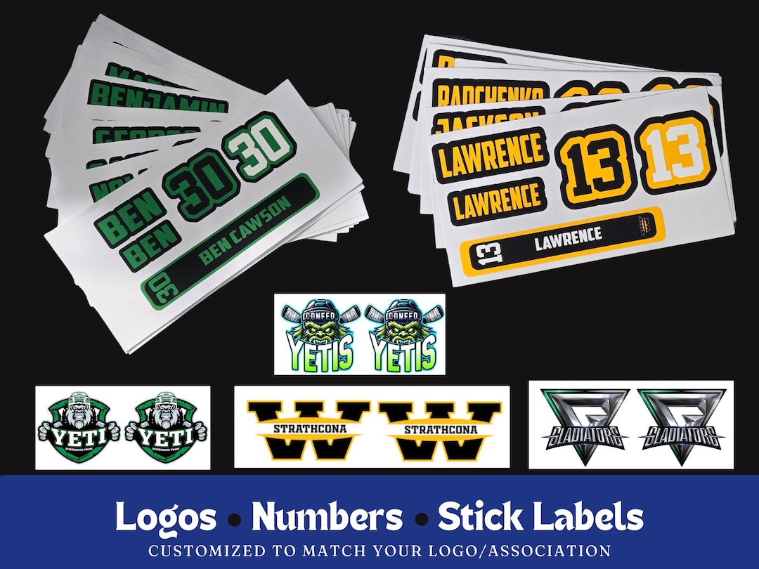 Personalized Hockey Stickers for Teams - Custom Vinyl Player Names ...