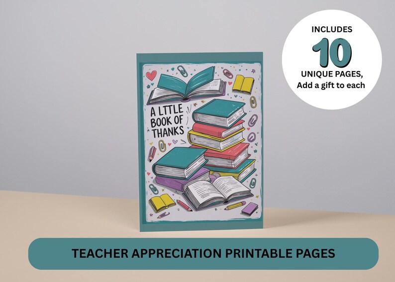 Teacher Appreciation Printable Thank You Book: End of Year Gift (PDF ...