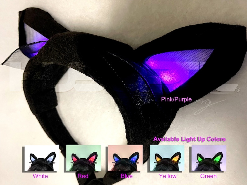 Cosplayer Kitty Cat Ears - Youtuber Neko Cat Rave Costume Light up Ears ...