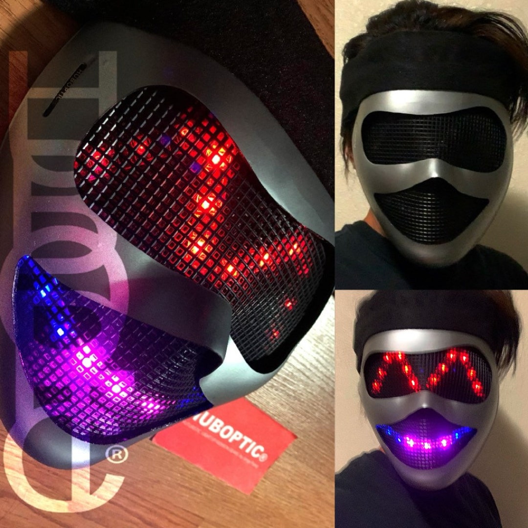 Cyborg Smiley Face Props LED Mask HUBOPTIC® DJ Mask Sound Reactive ...
