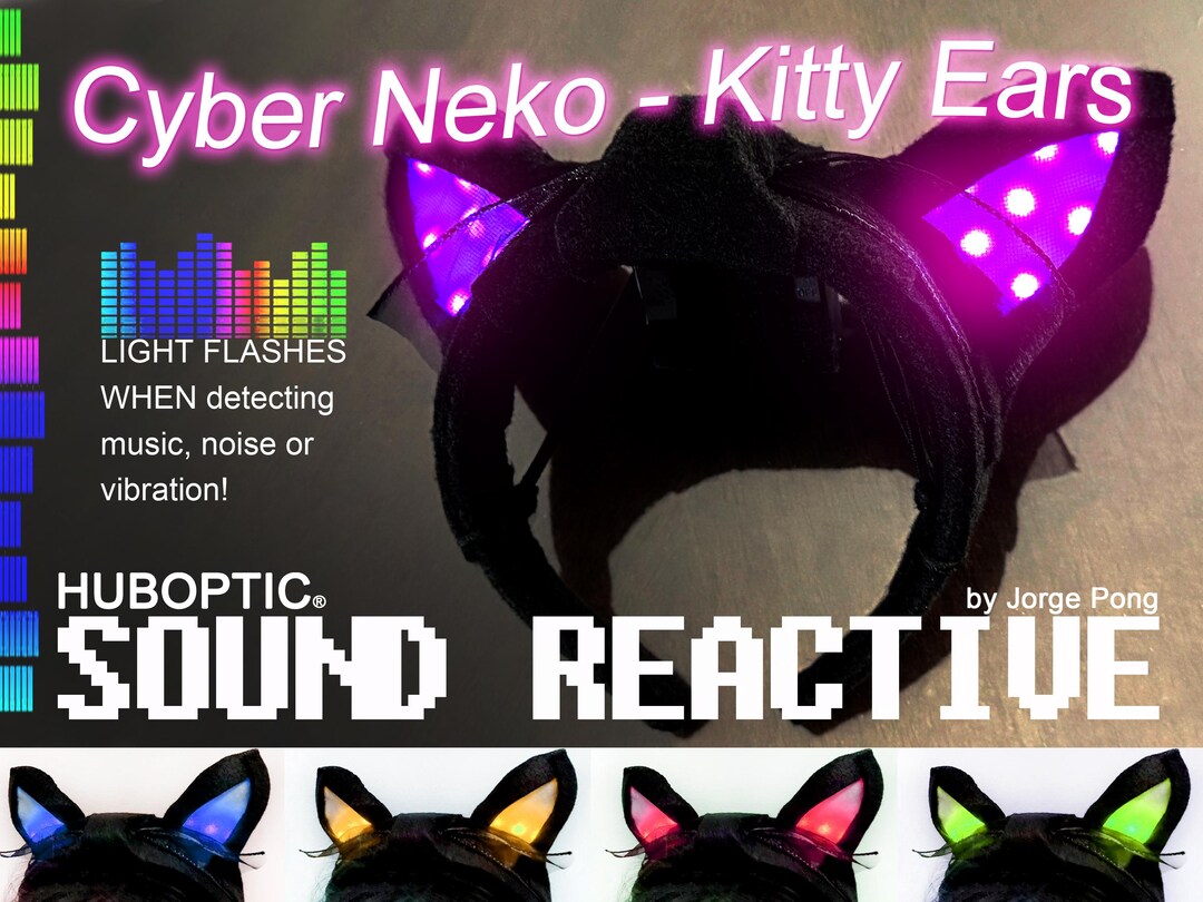 Cyber Kitty Ears Cosplay Neko Ears Light up Cat Ears Props DJ Party ...