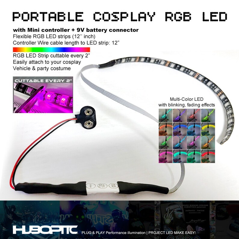 Cosplay Lights Multicolor RGB 12" Inch LED Strips Mini Controller ...