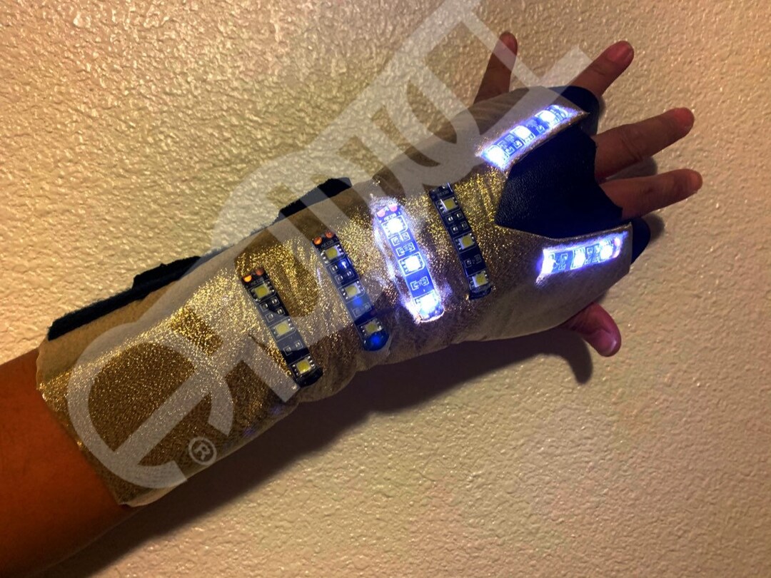 Cosplay Sleeves Gold Wrist Robot Hand Gloves Costume Sound Reactive ...