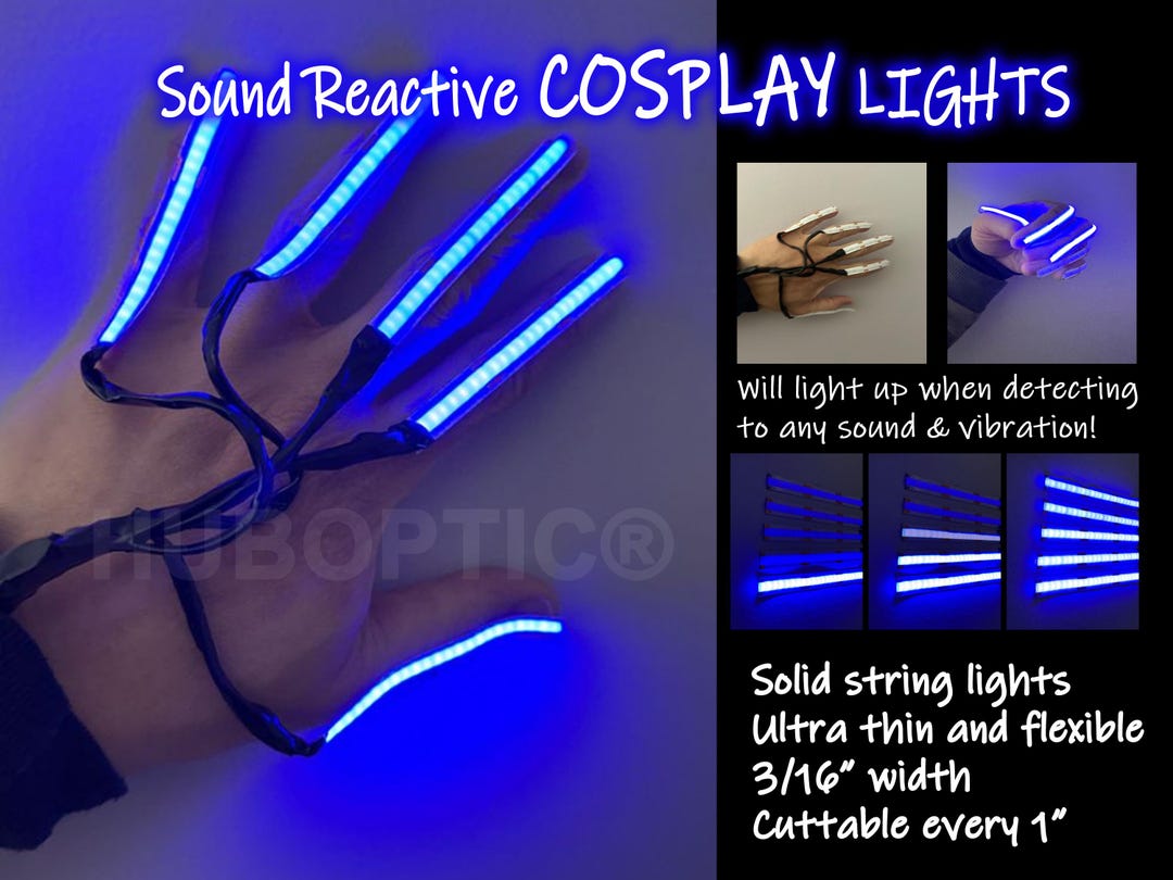 Five 3" BLUE Solid Strip Lights Cosplay Sound Reactive LED for Costume ...