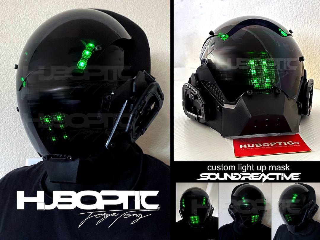 Sound Reactive Talking Robot DJ Mask - HUBOPTIC Custom Light up Helmet ...