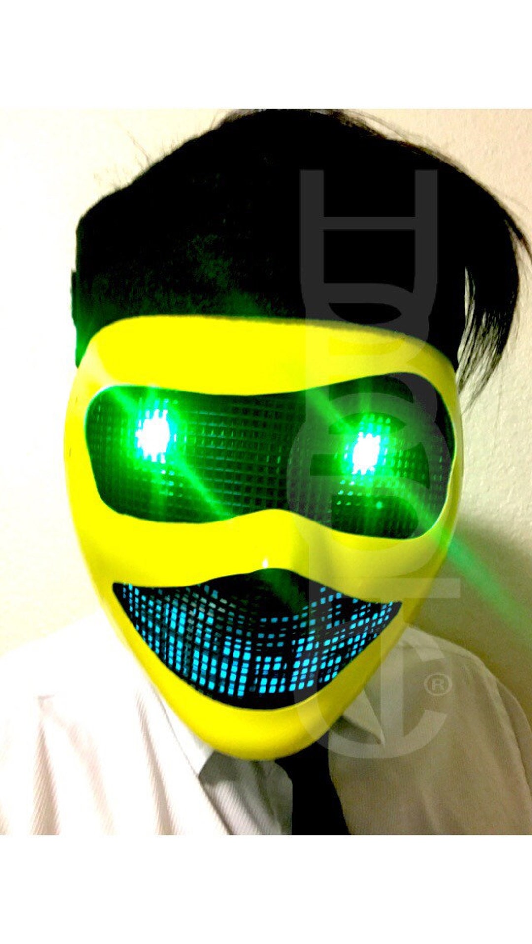 Green Eyes Robot Mask HUBOPTIC® DJ Mask Sound Reactive Light up Mask ...