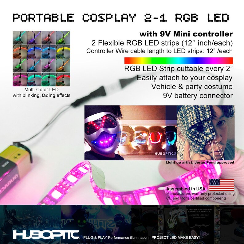 2 Cosplay Lights Multicolor RGB 12