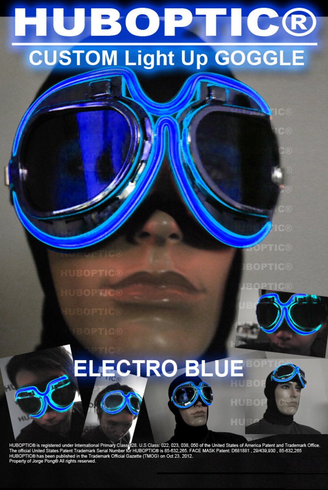 Light up Goggle - Blue Burn DJ Electro Man Lit up Goggle Dancer Rave ...