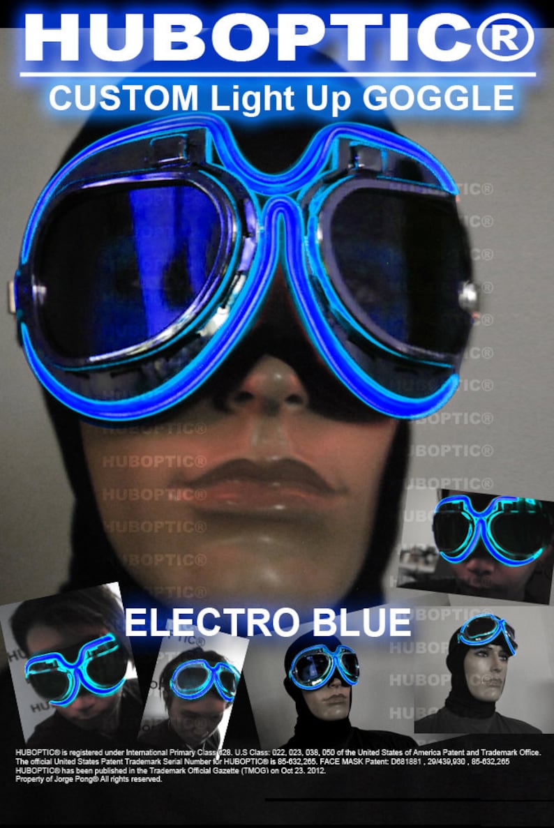 Light up Goggle - Blue Burn DJ Electro Man Lit up Goggle Dancer Rave ...