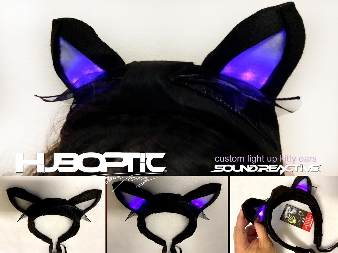Cosplayer Kitty Cat Ears - Youtuber Neko Cat Rave Costume Light up Ears ...