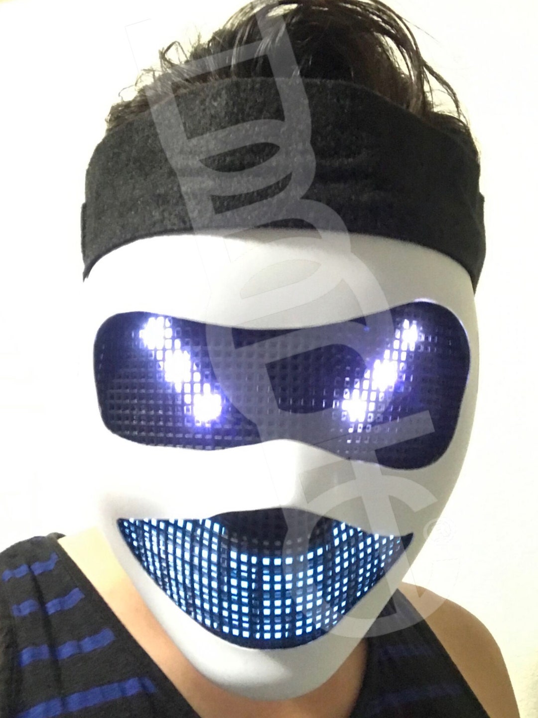 HUBOPTIC® Madmax FX19 LED Robot Mask - Light up Rage Mask Dust Mask DJ ...