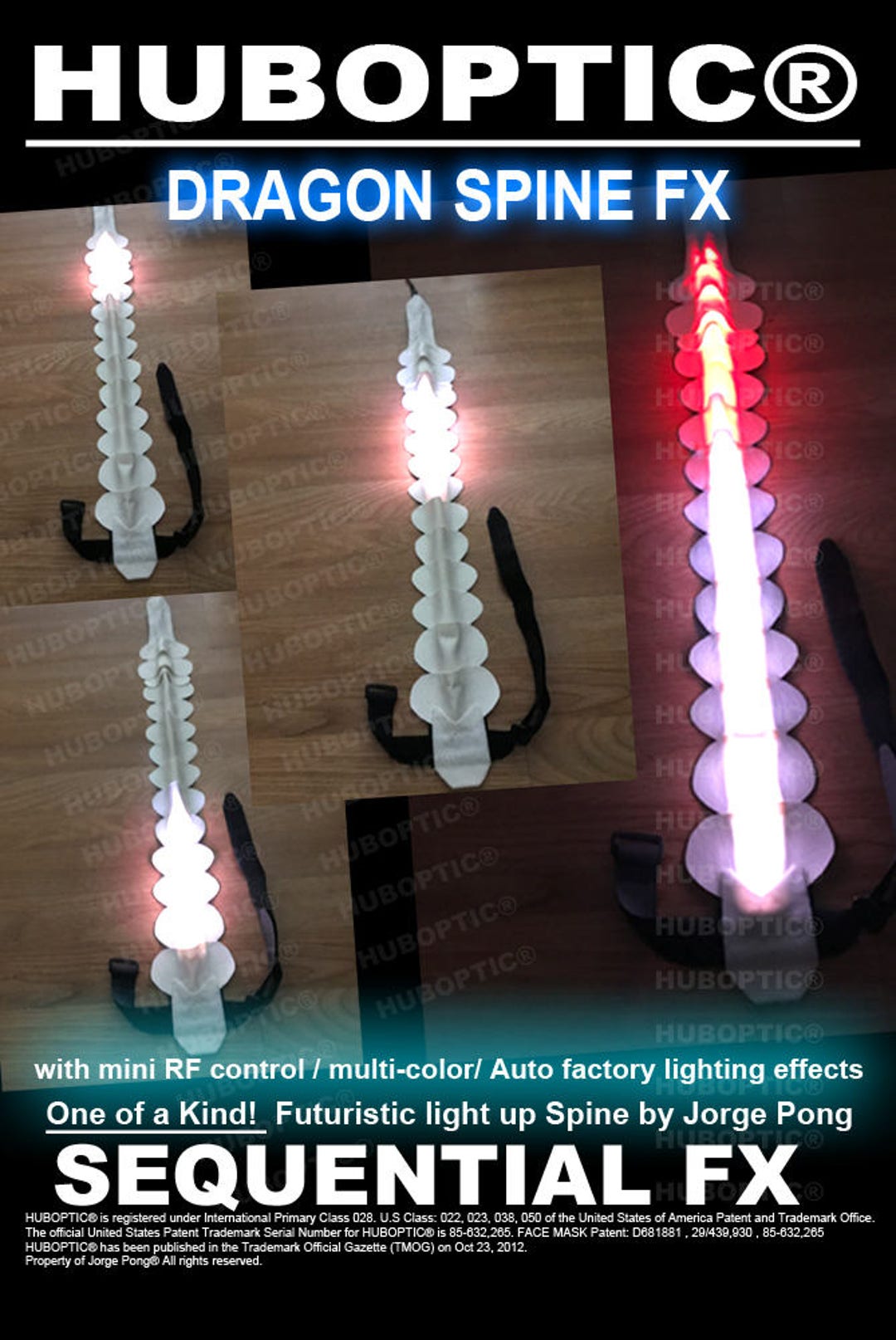 DJ Light up Spine Costume Skeleton Sound Reactive HUBOPTIC® Dragon ...