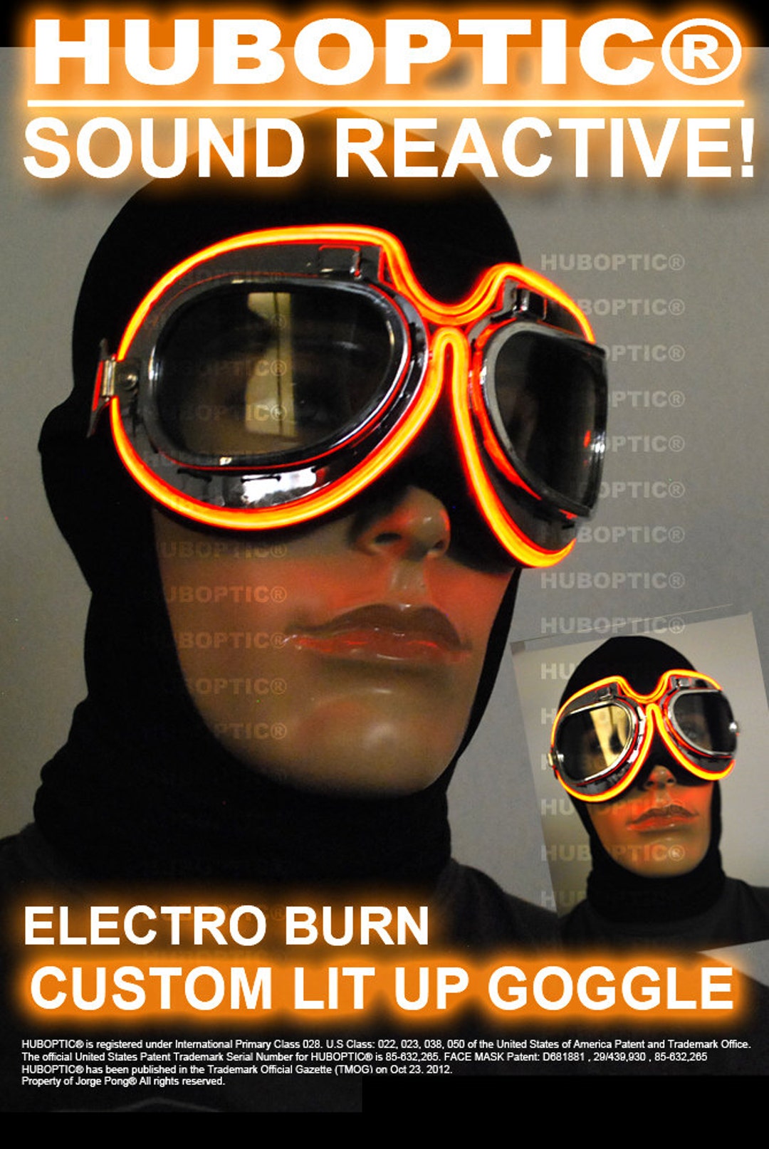 Sound Reactive Light up Goggle - LED Yellow/orange Burn DJ Electro Man ...