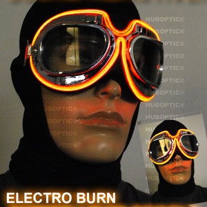 Sound Reactive Light up Goggle - LED Yellow/orange Burn DJ Electro Man ...