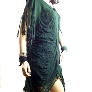 Shredded Forest Green Forest Fairy Dress / Fairy Core Dress / Burning ...