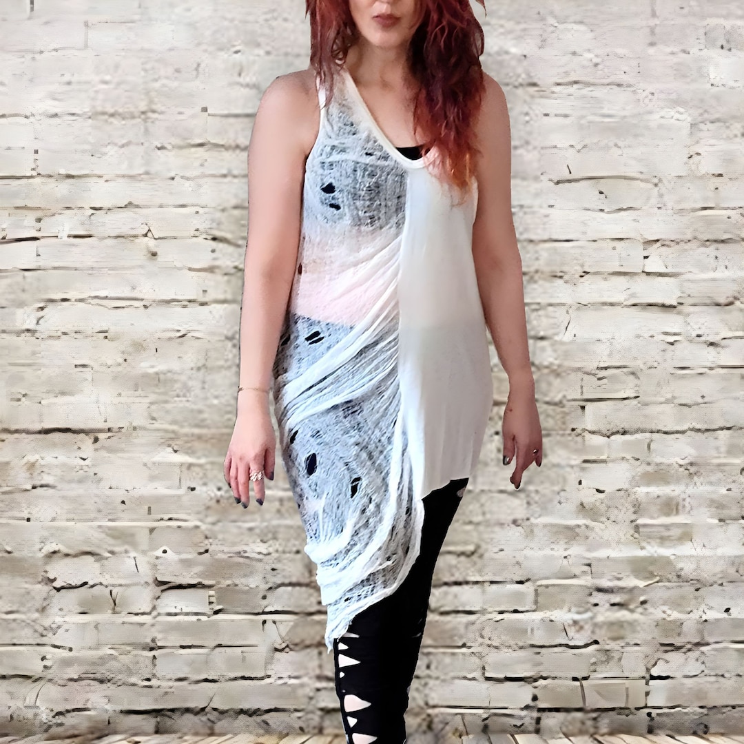 Hand Shredded White Tank Top, Hand Shredded Distressed Tank Top ...