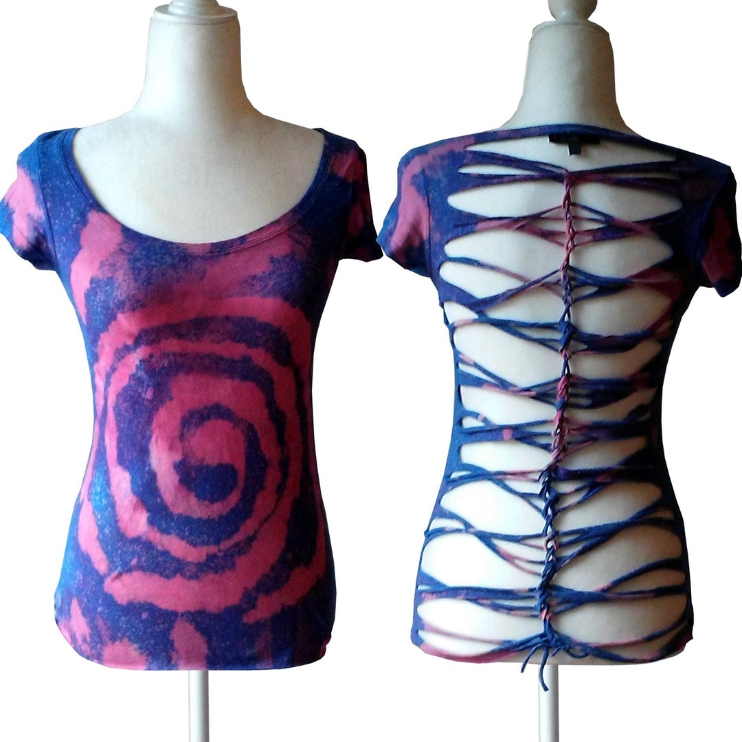 Hand Dyed Spiral T Shirt / Altered T Shirt / Upcycled / Festival Top ...