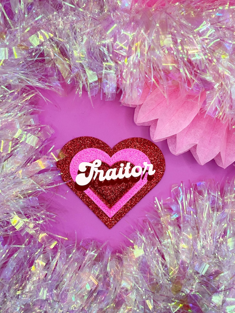 The Traitors Pink and Red Heart Glitter Badge: I Am a Traitor - Etsy