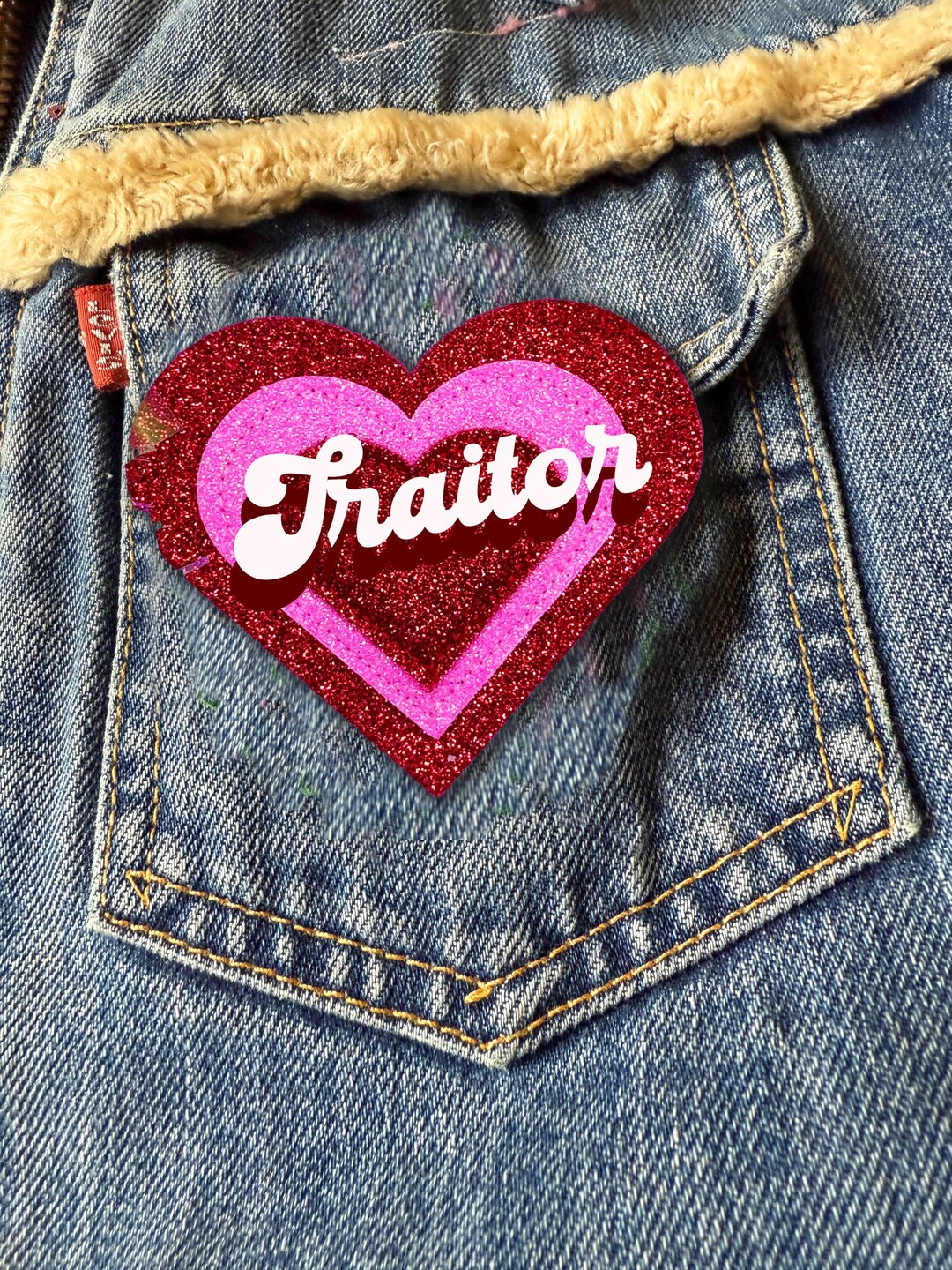 The Traitors Pink and Red Heart Glitter Badge: I Am a Traitor - Etsy