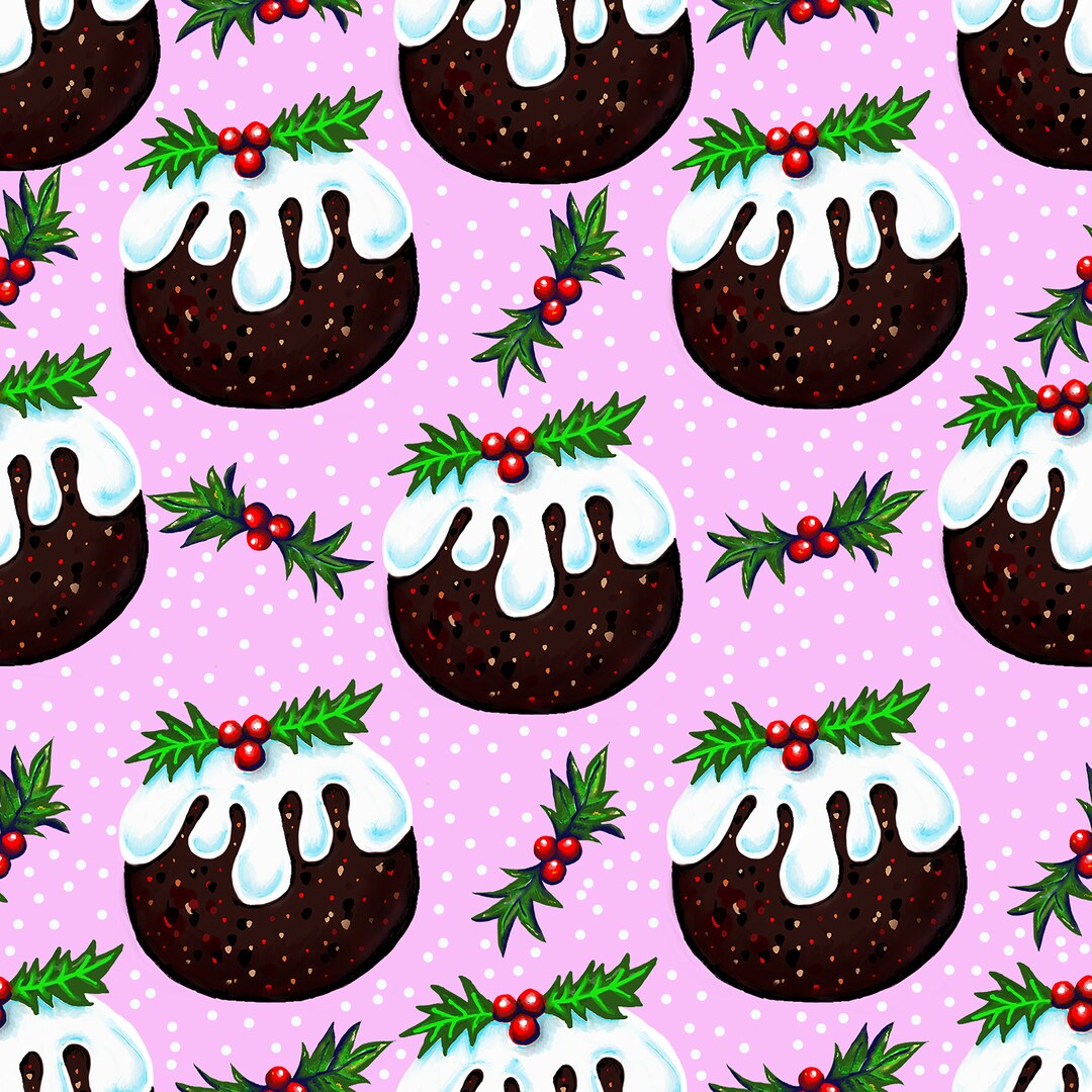 Pink Christmas Pudding Wrapping Paper, Recycled Gift Wrap (A2) - Etsy