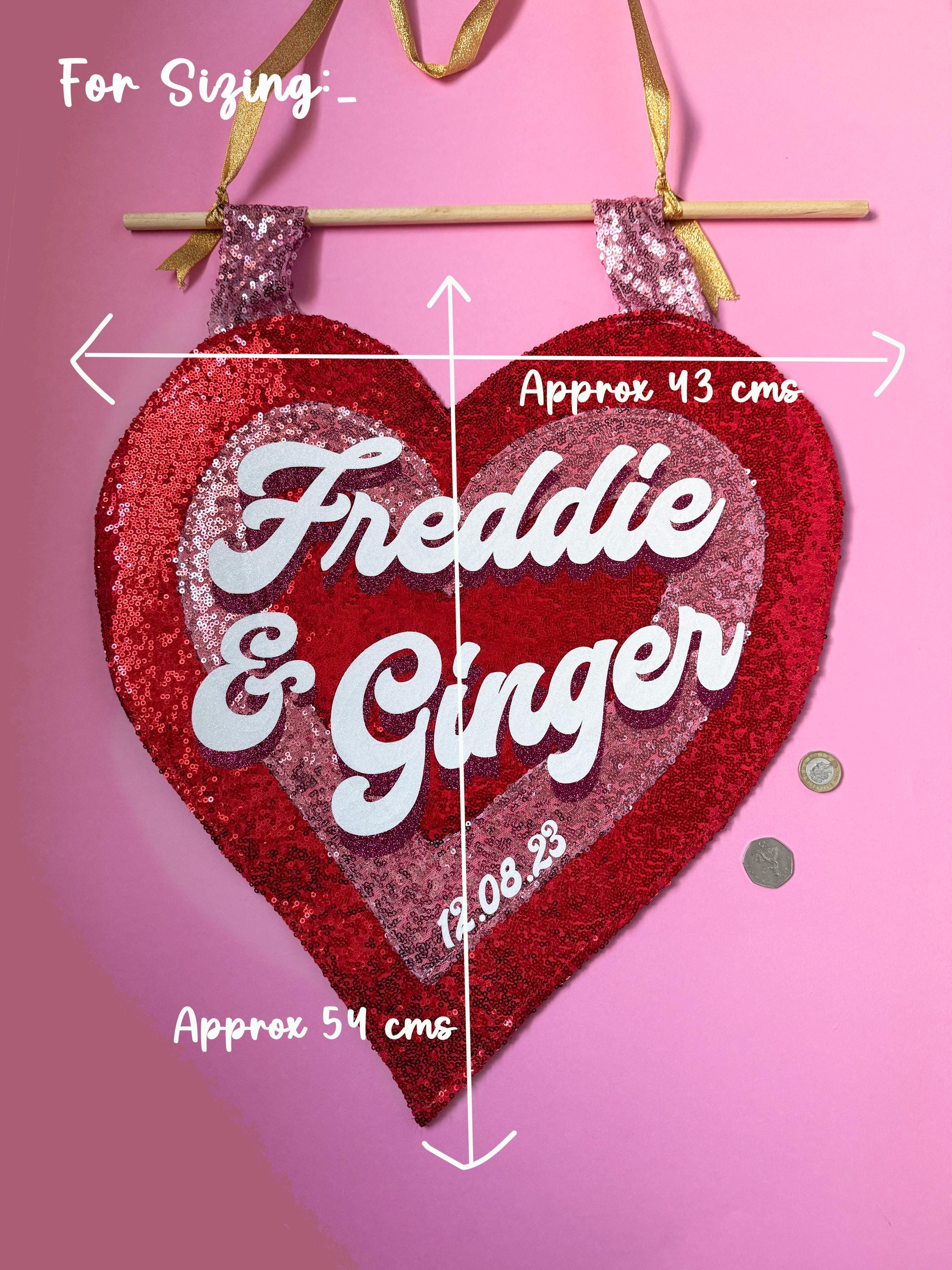 Custom Sequin Heart Wedding Sign: Glitter Vinyl Names & Date - Etsy