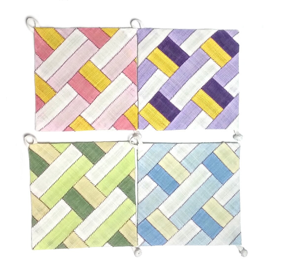 Set of 4 Tea Coasters With Ramie Fabrics Korean Traditional Patchwork ...