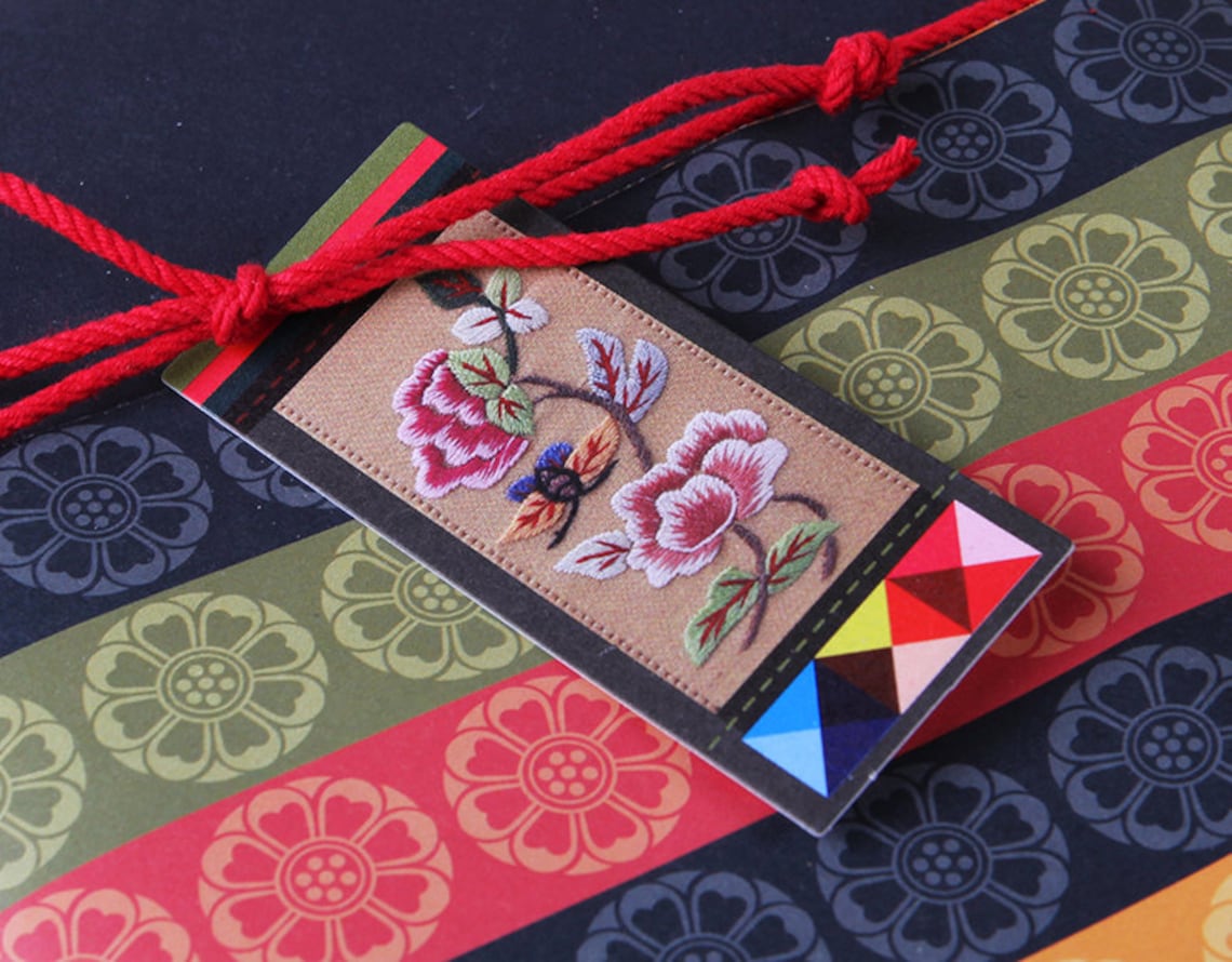 50 Tags Korean Traditional Embroidery Flower Printed Tags Labels - Etsy