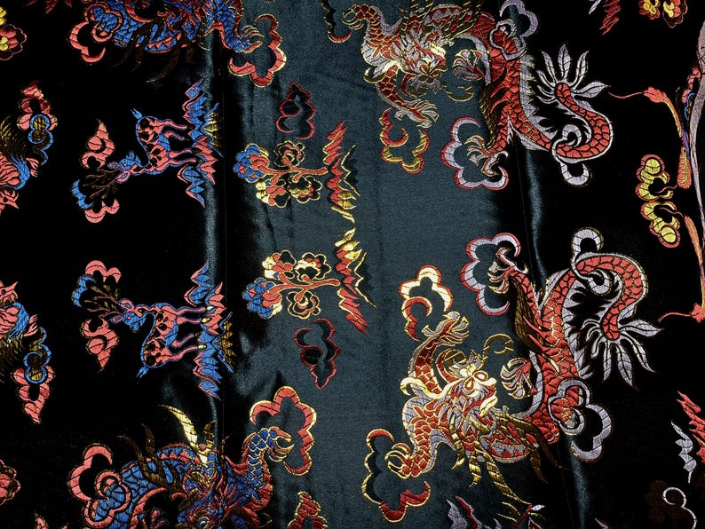 Korean Traditional Dragon Pattern Fabric Cloth for Hanbok Dress Table ...