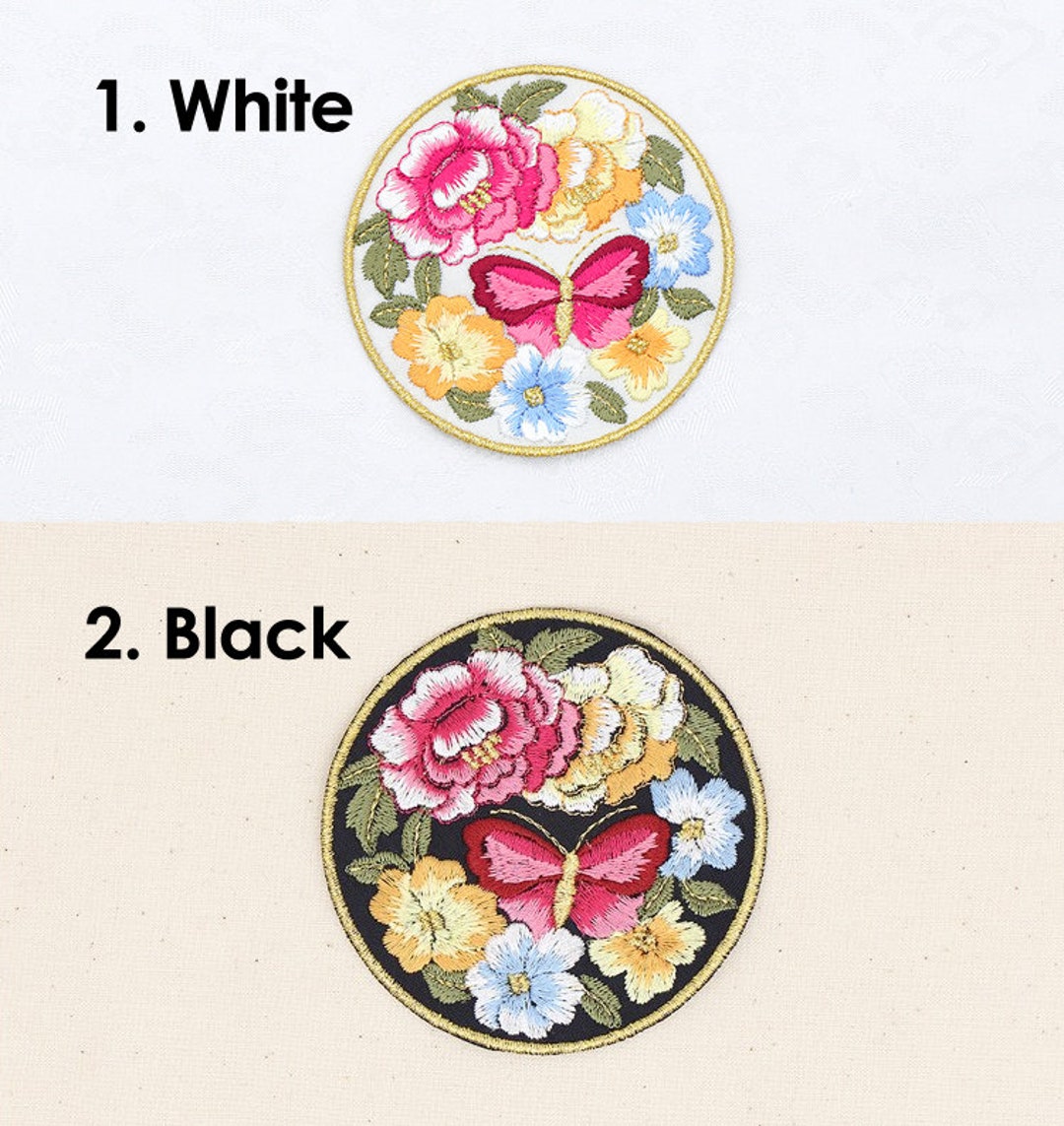 Set of 4 Korean Traditional Flower Embroidery Patches for Hanbok Dol ...