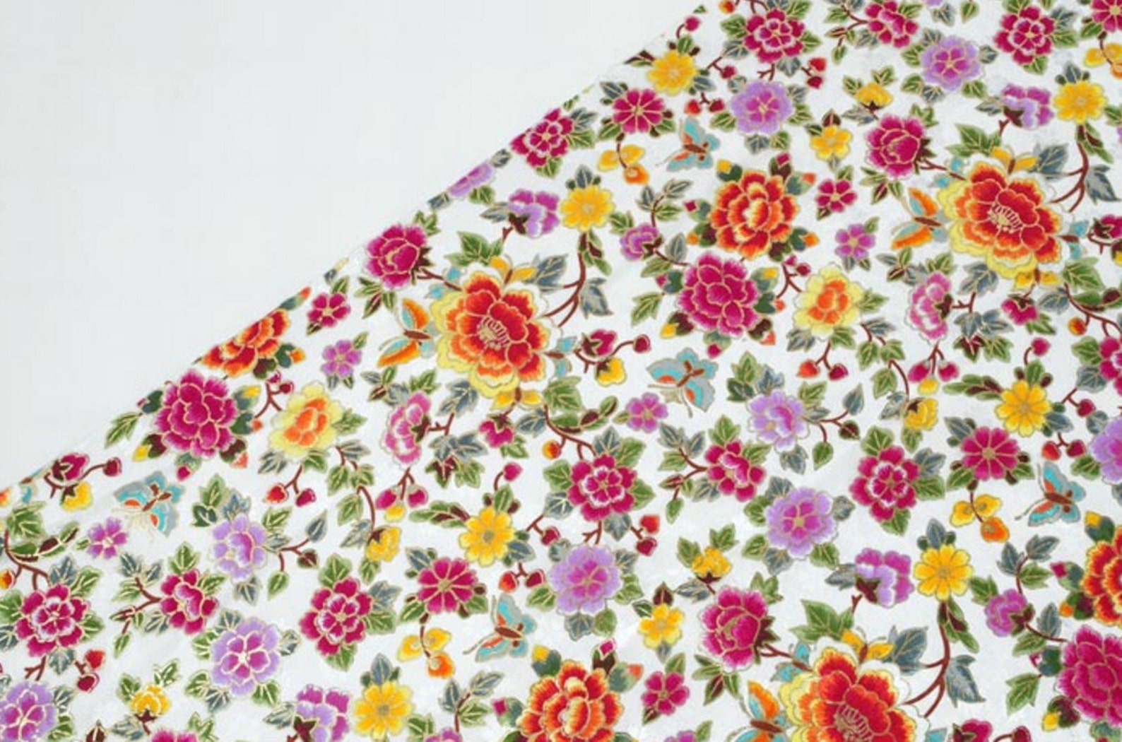 Korean Traditional Flower Printed Fabric for Hanbok Dress | Etsy