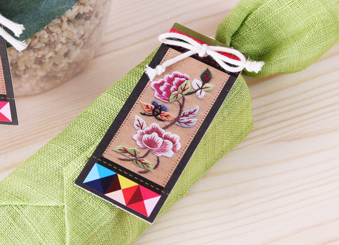 50 Tags Korean Traditional Embroidery Flower Printed Tags Labels - Etsy