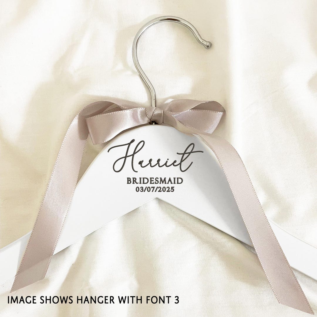Engraved Wedding Hangers, White Coat Hanger for Bride, Groom, Bespoke ...