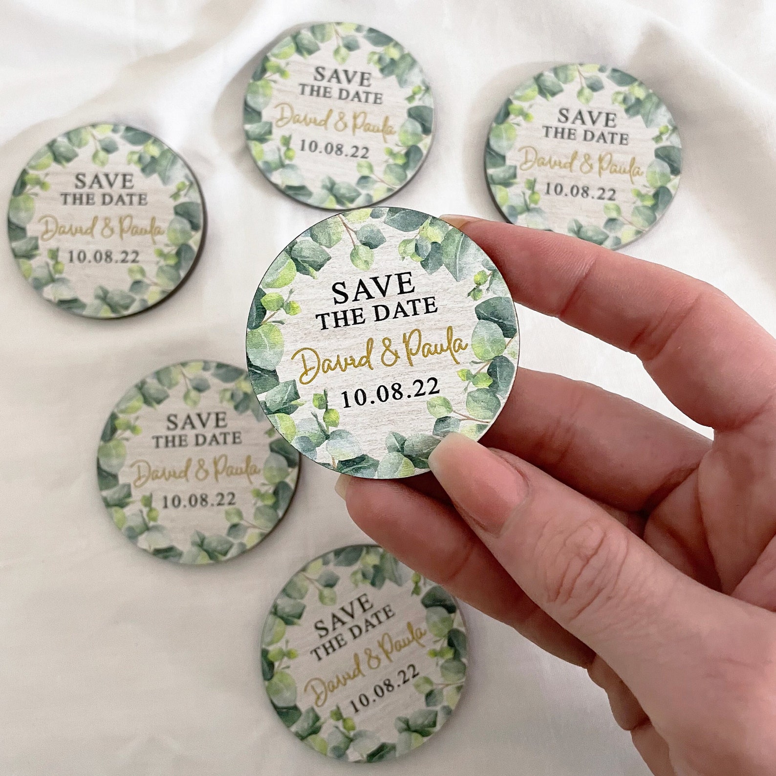 Save the Dates Wedding Magnet Invitations, Wooden Personalised Save the ...