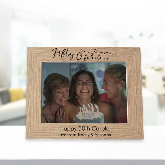 50th Birthday Photo Frame Gift Personalised Fifty & Fabulous - Etsy UK