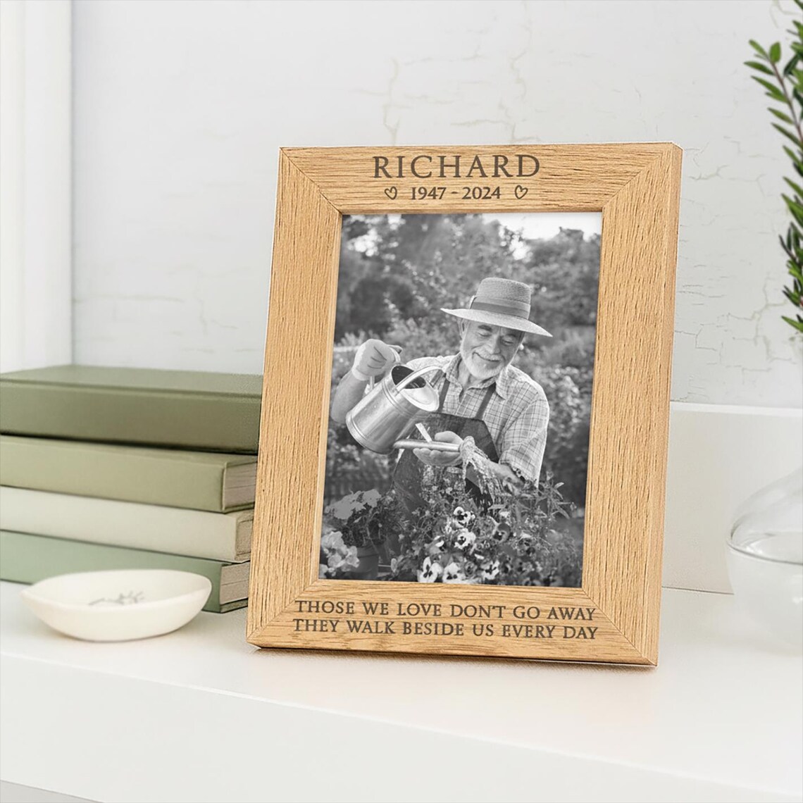 Custom Memorial Photo Frame, Engraved Wood Gift, Heaven, Funeral, in ...